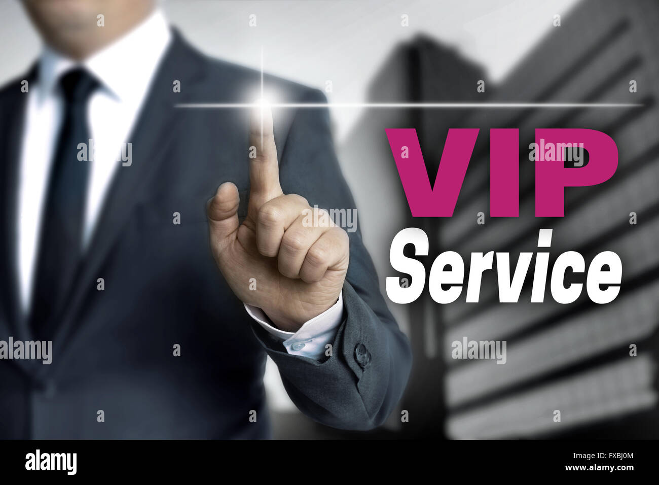 vip service touchscreen is operated by businessman Stock Photo - Alamy