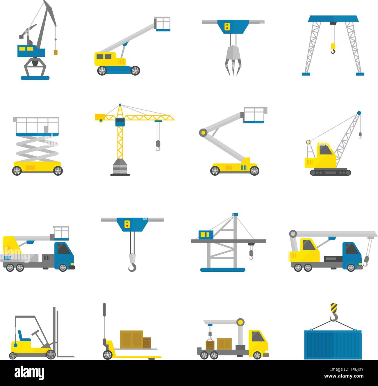 Lifting Equipment Flat Icon Set Stock Vector Image & Art - Alamy