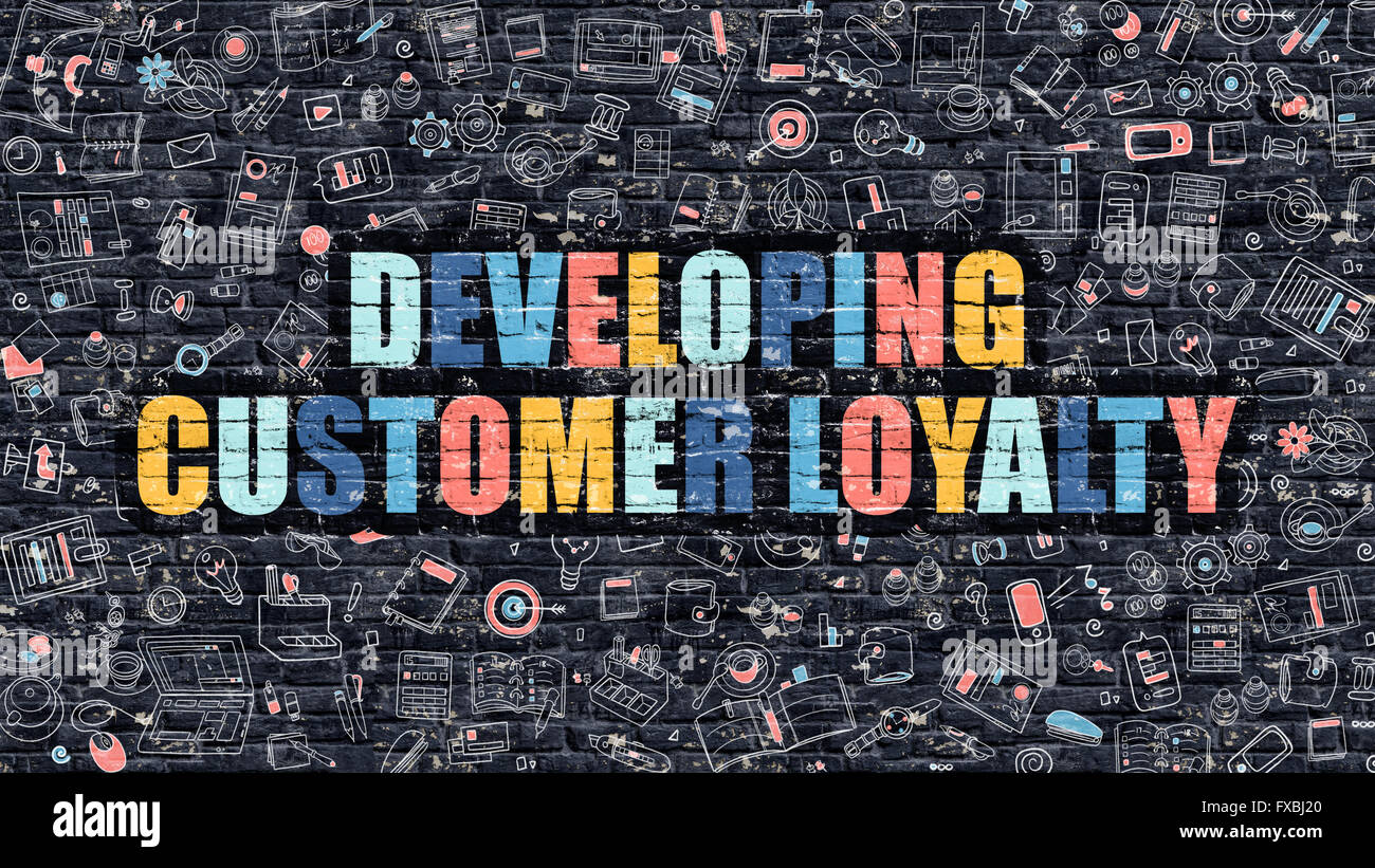 Developing Customer Loyalty Concept with Doodle Design Icons Stock ...