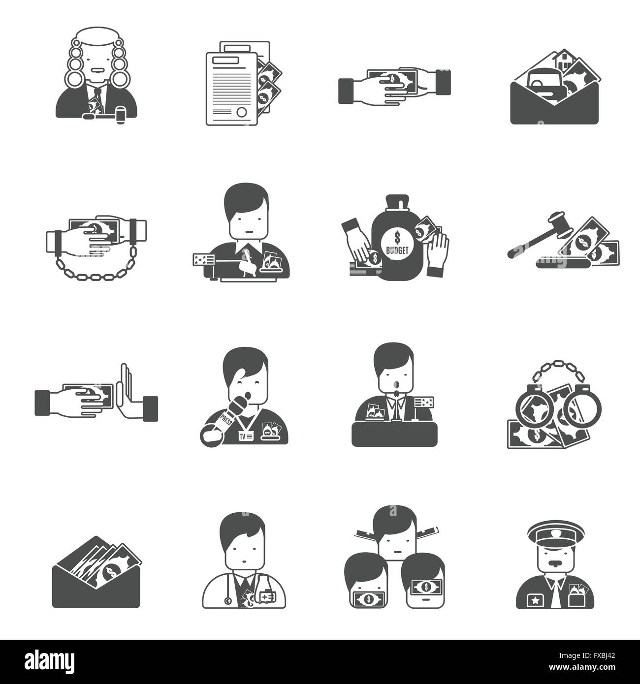 Corruption Black Icons Stock Vector Image & Art - Alamy