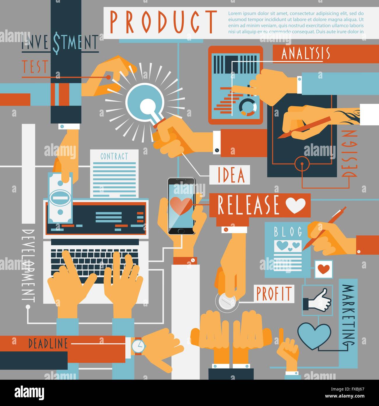 Hand icons production process concept Stock Vector Image & Art - Alamy