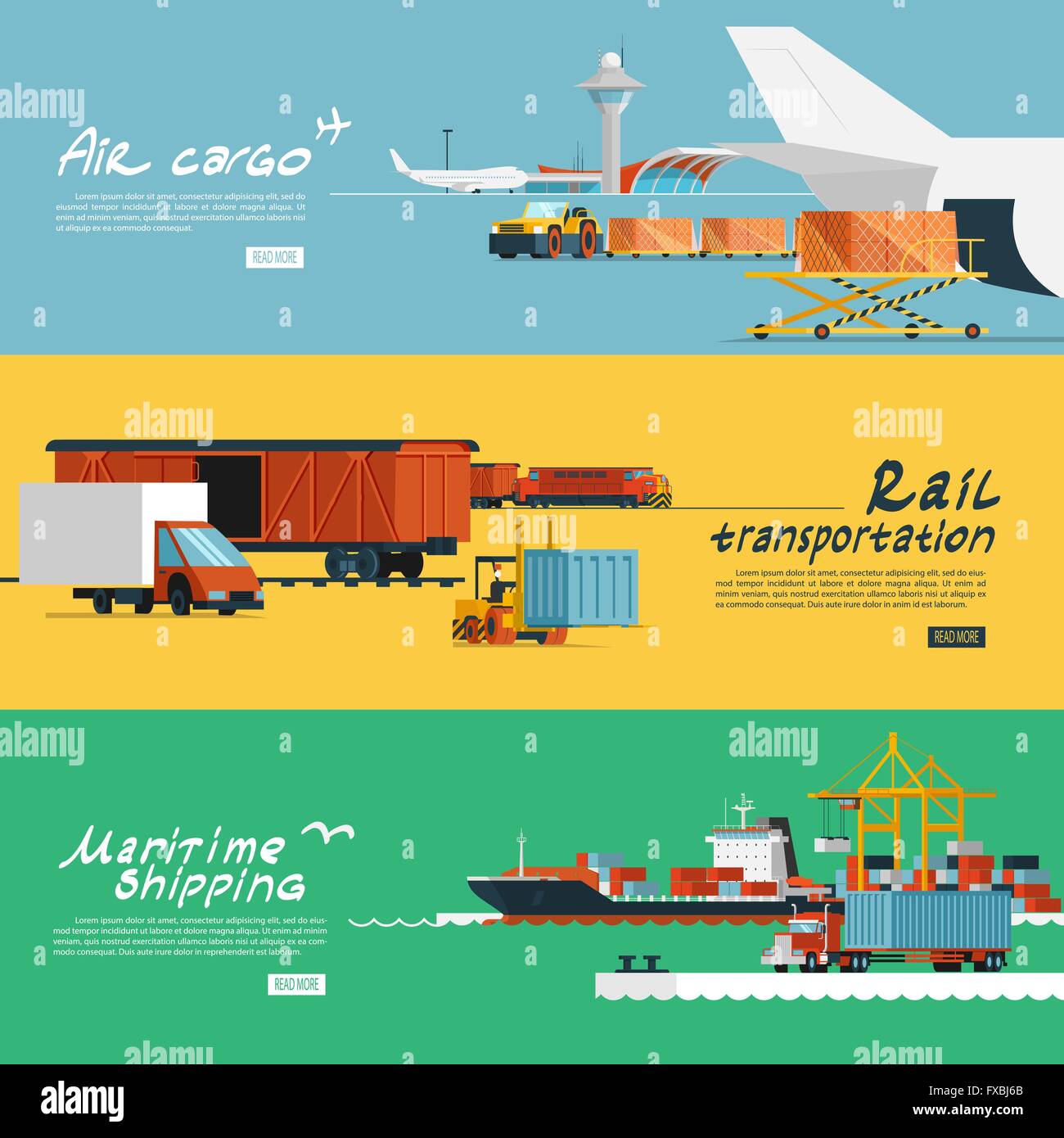 Logistics flat horizontal banners set Stock Vector Image & Art - Alamy