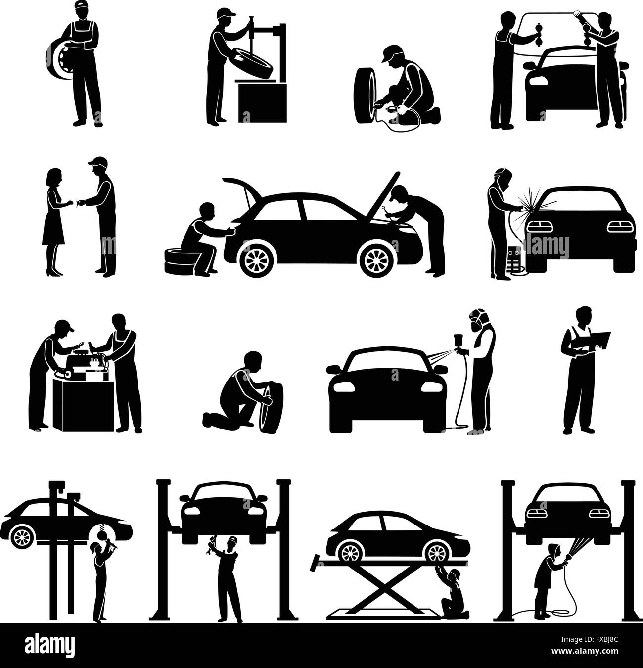 Mechanic Icons Black Stock Vector Image & Art - Alamy