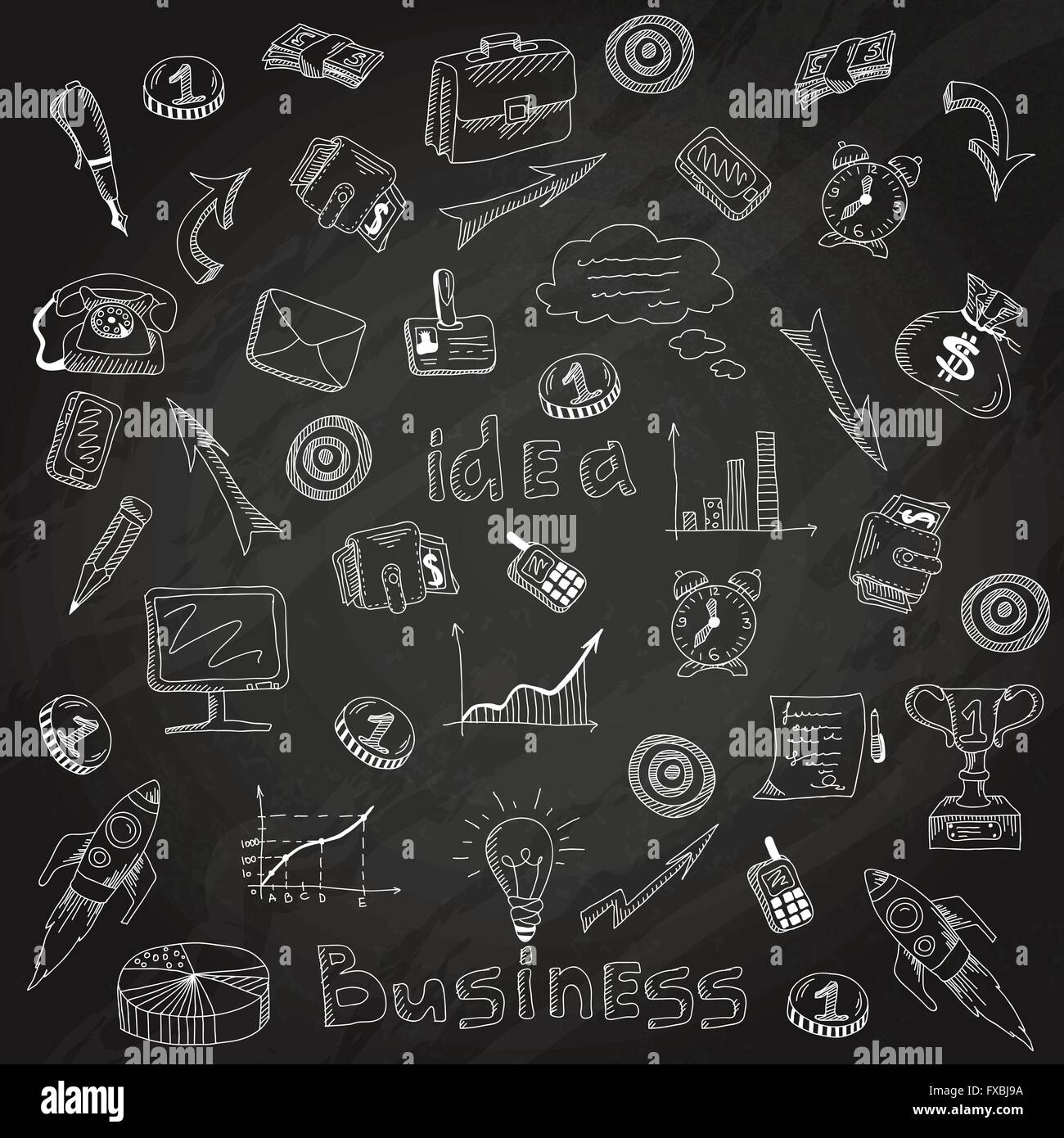 Business strategy icons blackboard chalk sketch Stock Vector Image ...