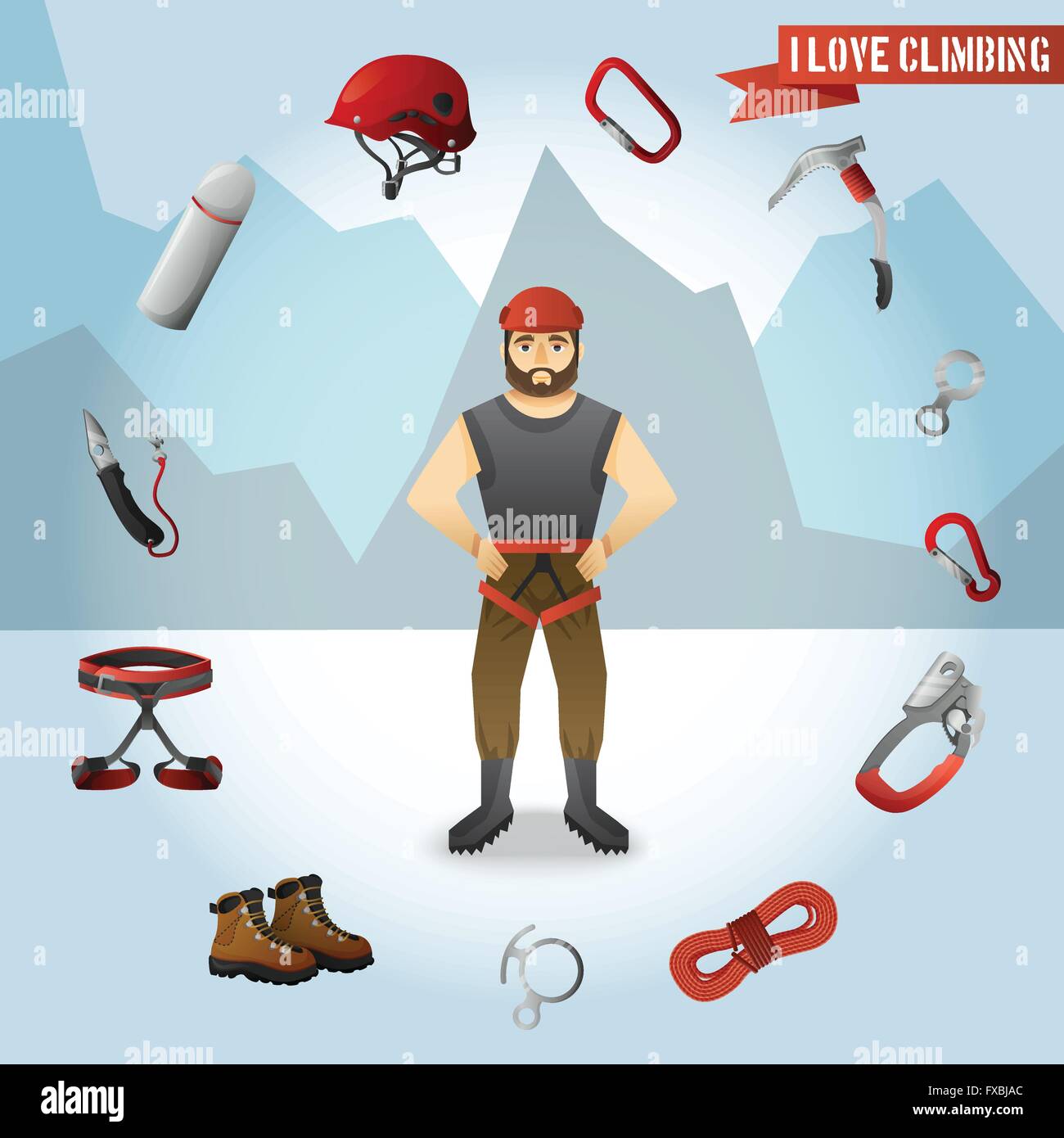 Mountain climber character icons composition poster Stock Vector Image ...