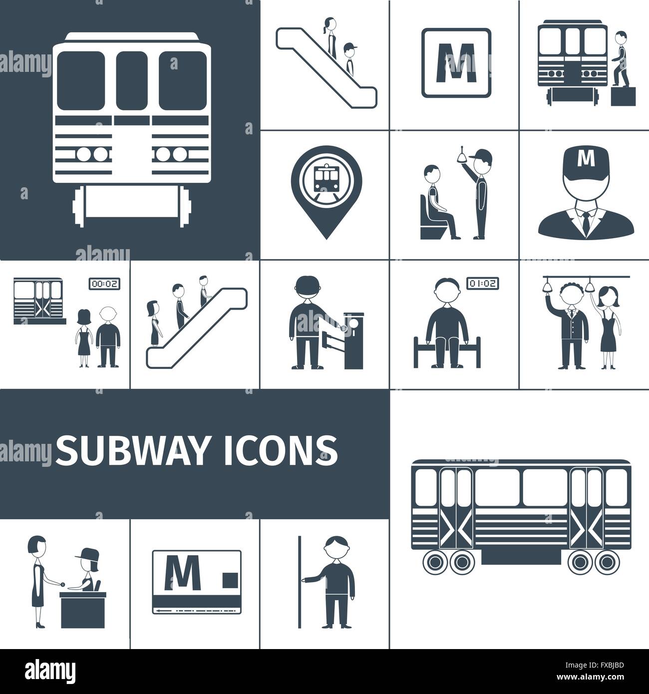 Subway Icons Black Stock Vector Image & Art - Alamy