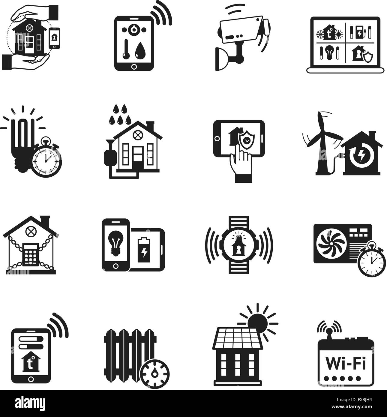 Smart house black icons set Stock Vector Image & Art - Alamy