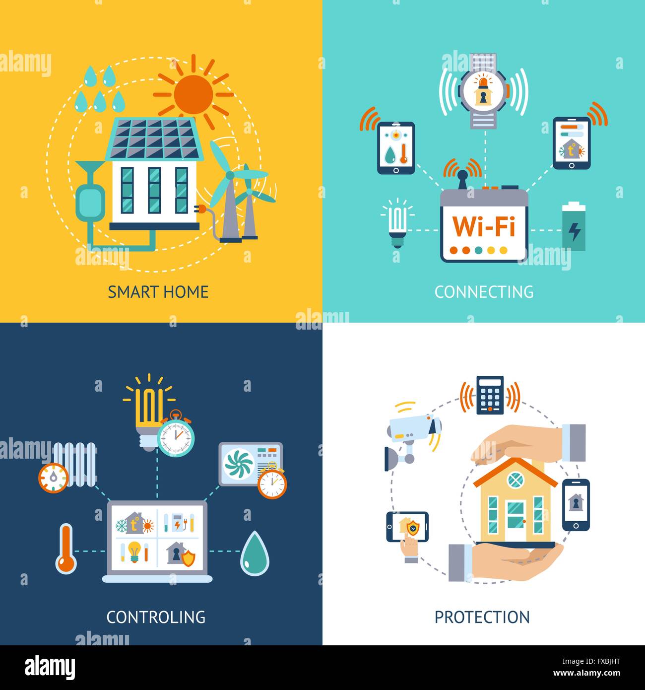 Smart house design concept flat Stock Vector Image & Art - Alamy