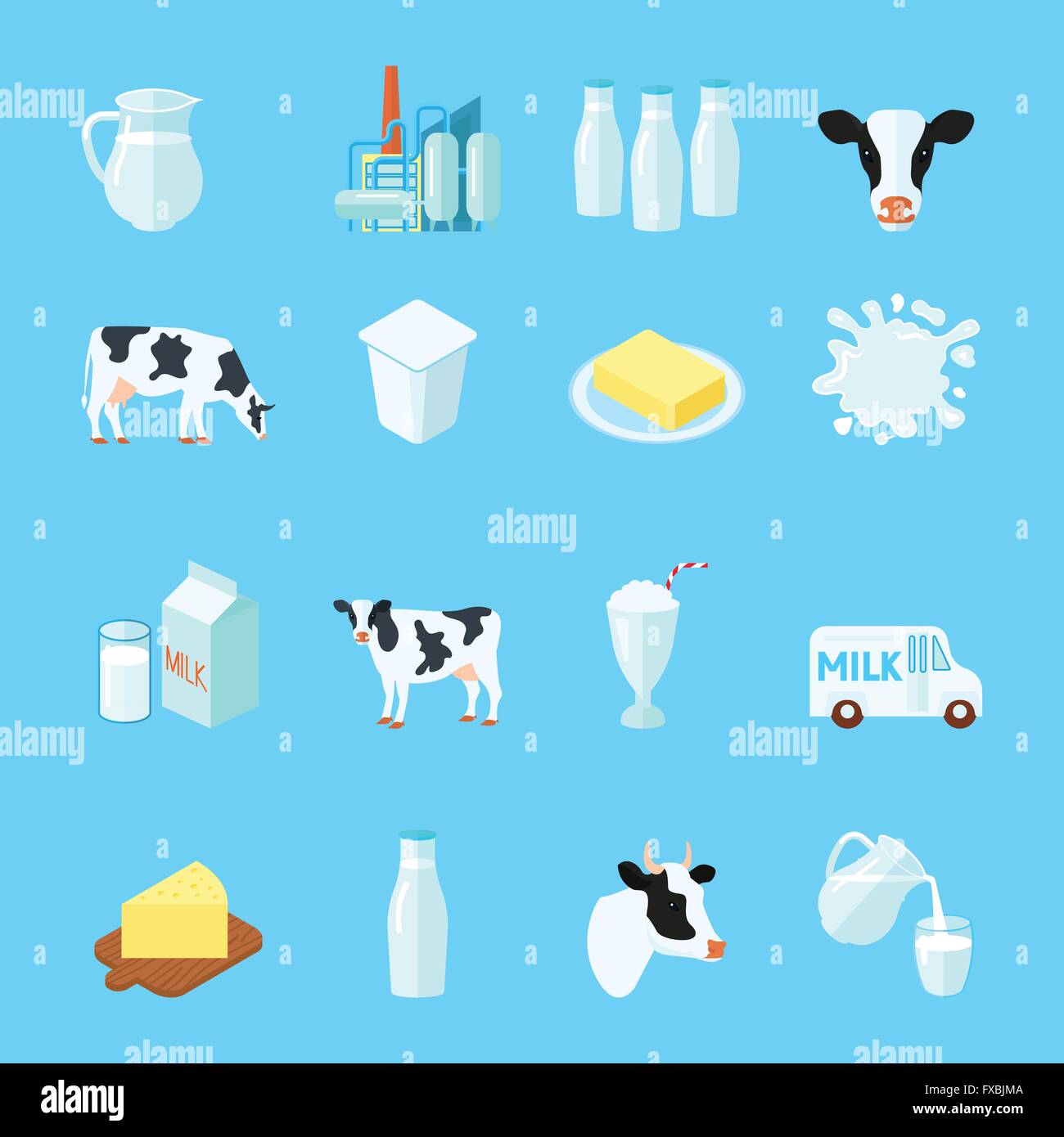 Milk Icons Flat Stock Vector Image & Art - Alamy