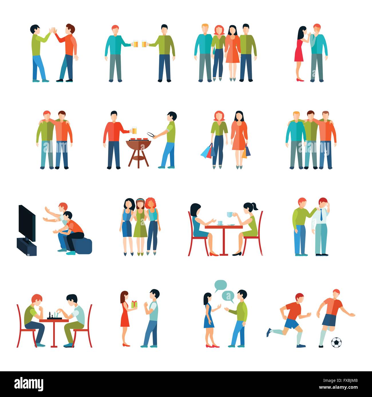 Friends Icons Flat Set Stock Vector Image & Art - Alamy