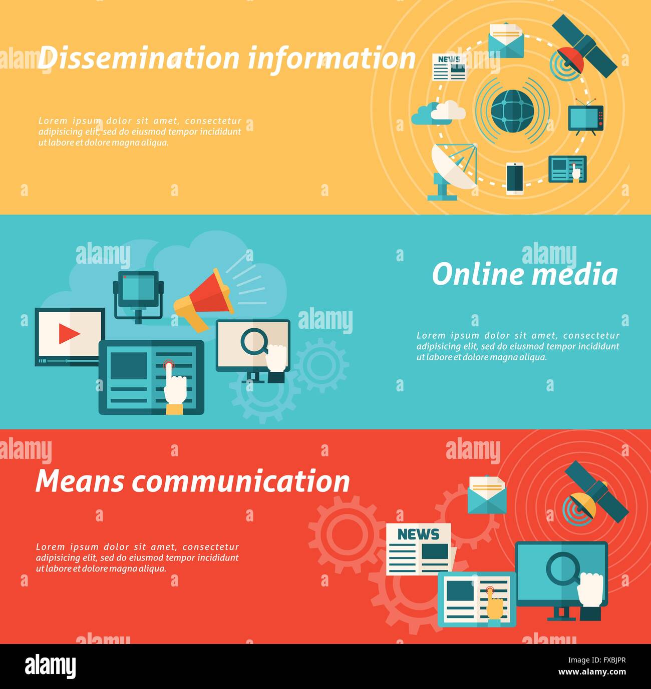 Media Banner Set Stock Vector Image & Art - Alamy