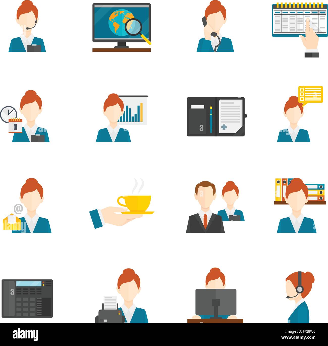 Personal Assistant Flat Icons Stock Vector Image & Art - Alamy
