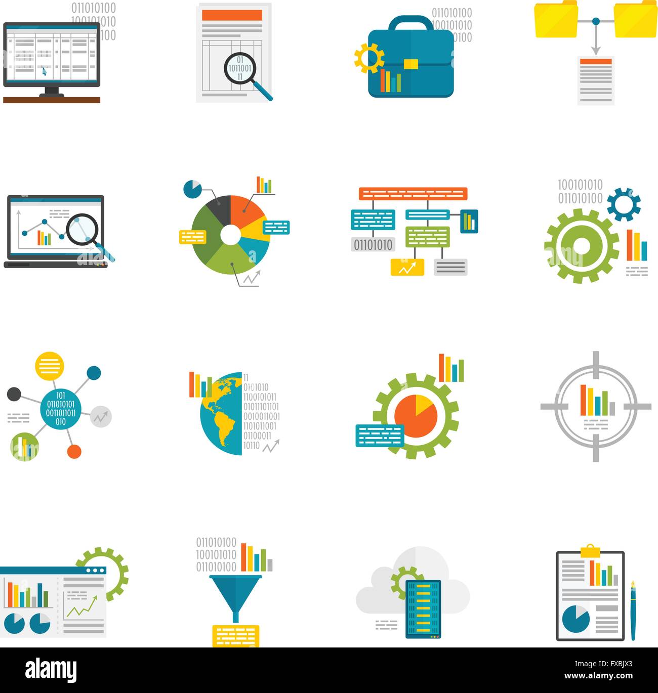 Data Analytics Flat Icons Stock Vector Image & Art - Alamy
