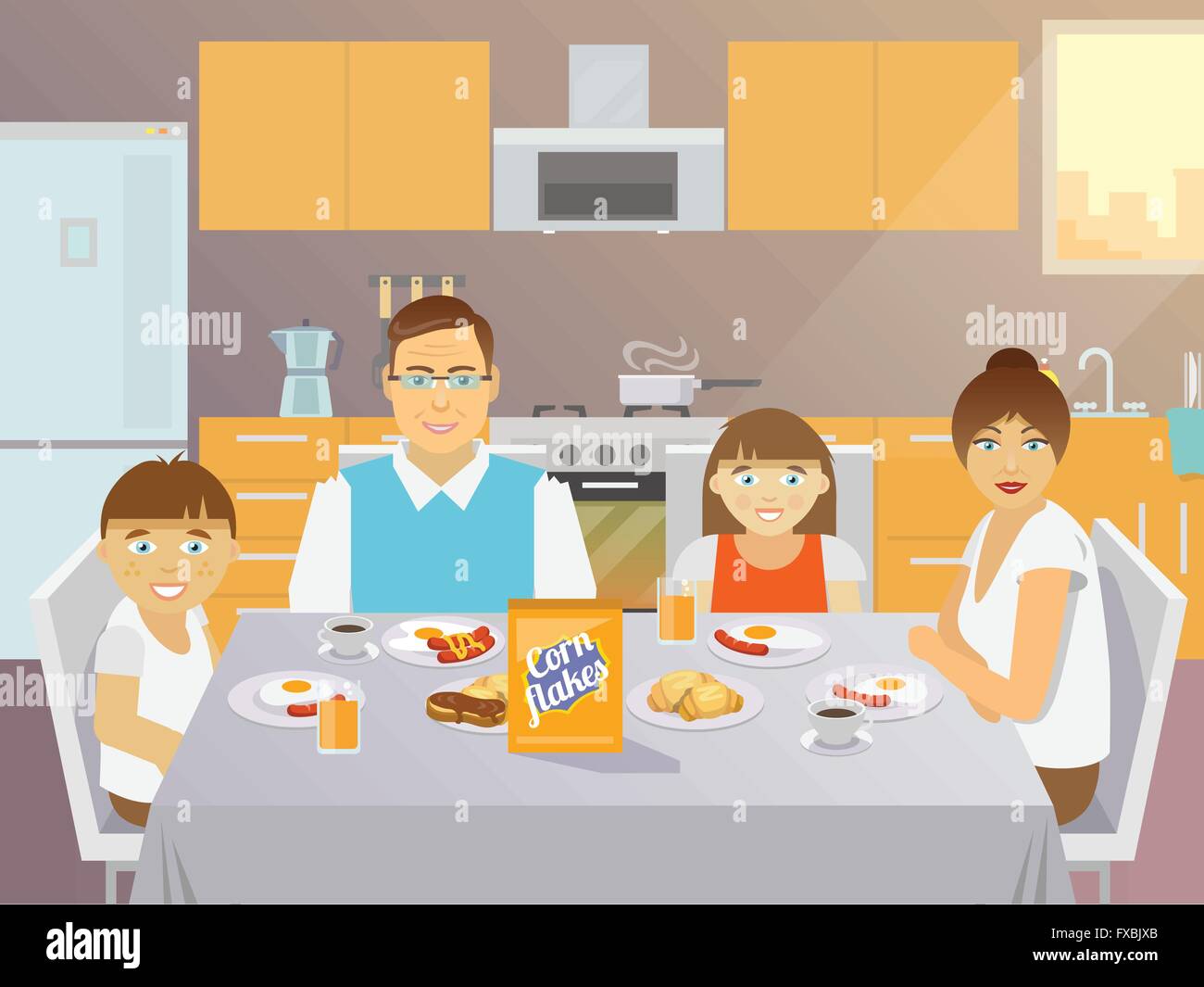 Family Breakfast Flat Stock Vector Image & Art - Alamy