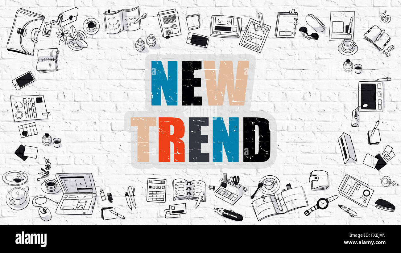 New Trend Concept with Doodle Design Icons Stock Photo - Alamy