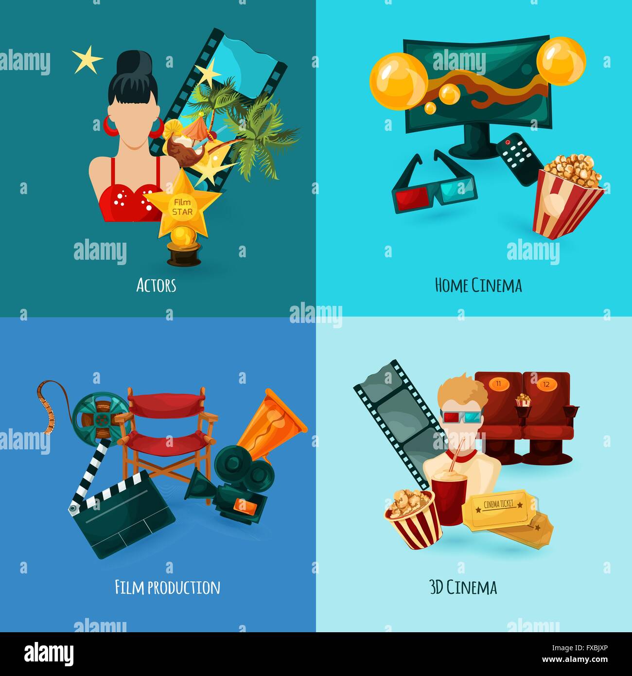 Cinema Cartoon Set Stock Vector Image & Art - Alamy