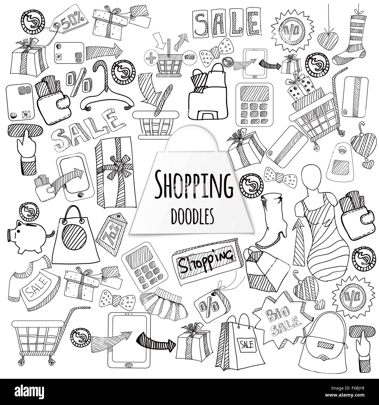 Shopping Doodle Set Stock Vector Image & Art - Alamy