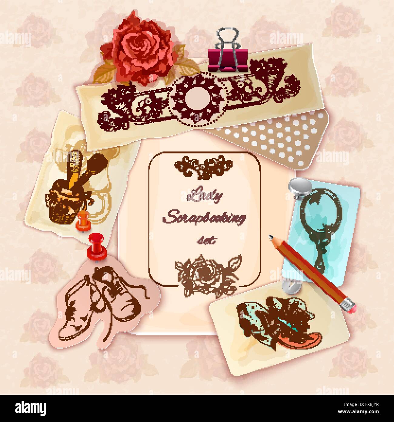 Vintage book rose on Stock Vector Images - Alamy