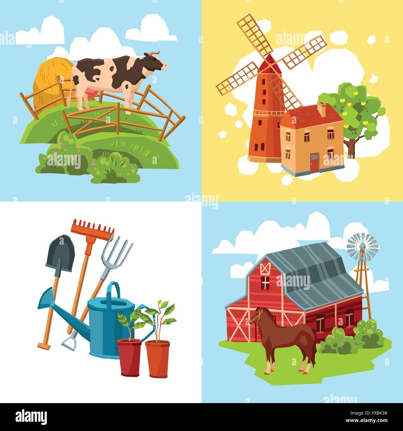 Farm design flat concept set Stock Vector Image & Art - Alamy