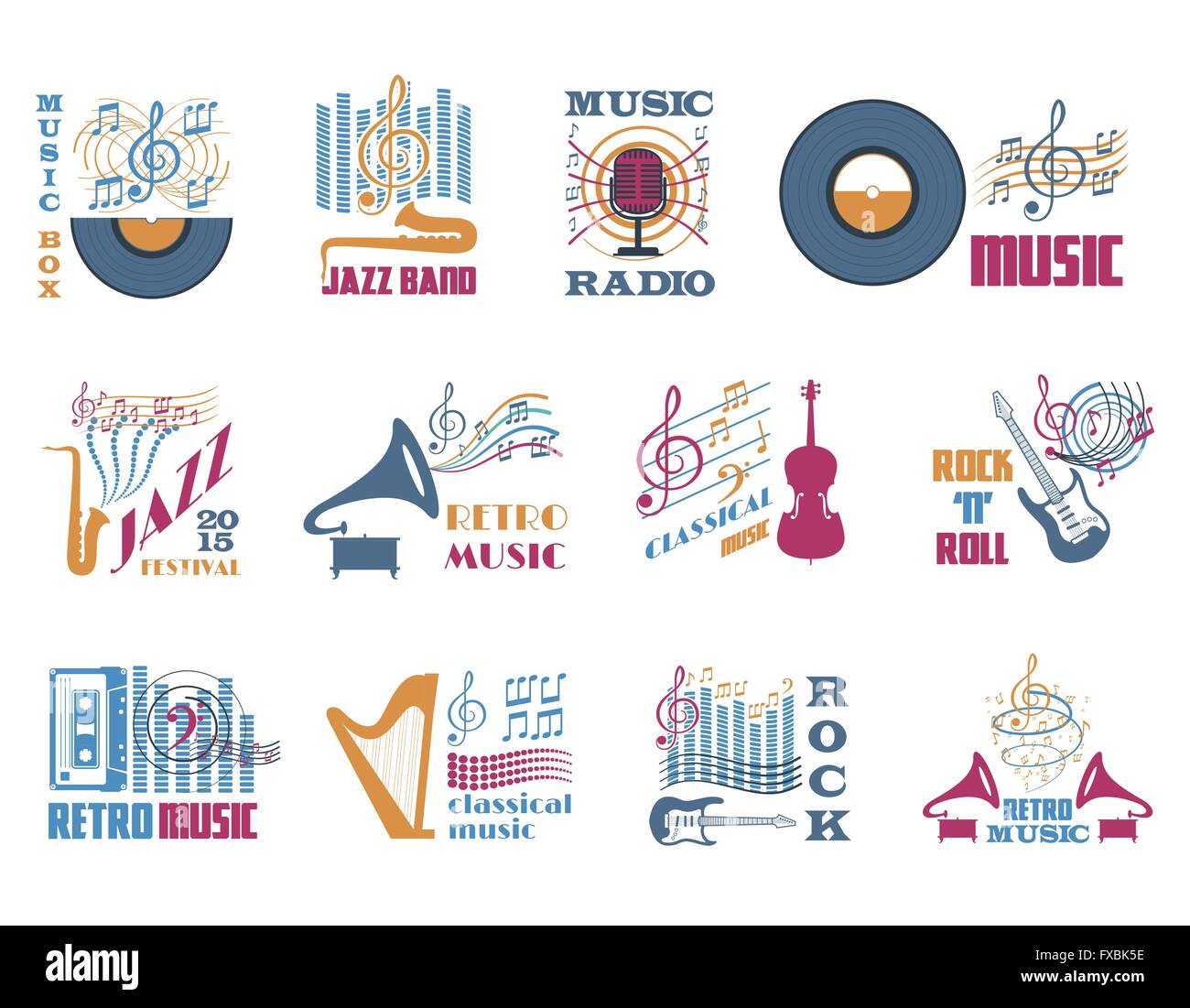 Retro music emblems Stock Vector Image & Art - Alamy