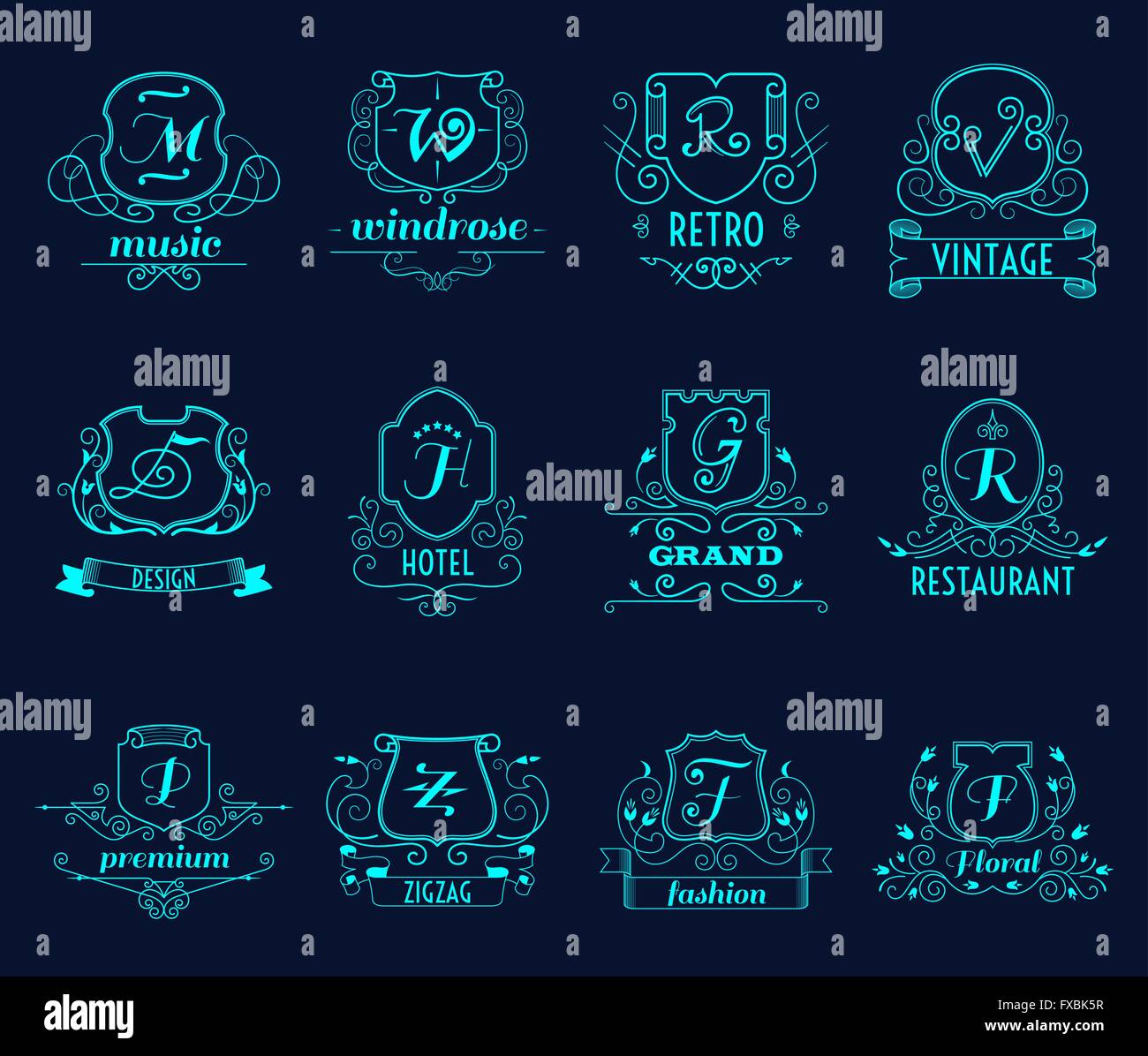 Monograms shields set Stock Vector Image & Art - Alamy