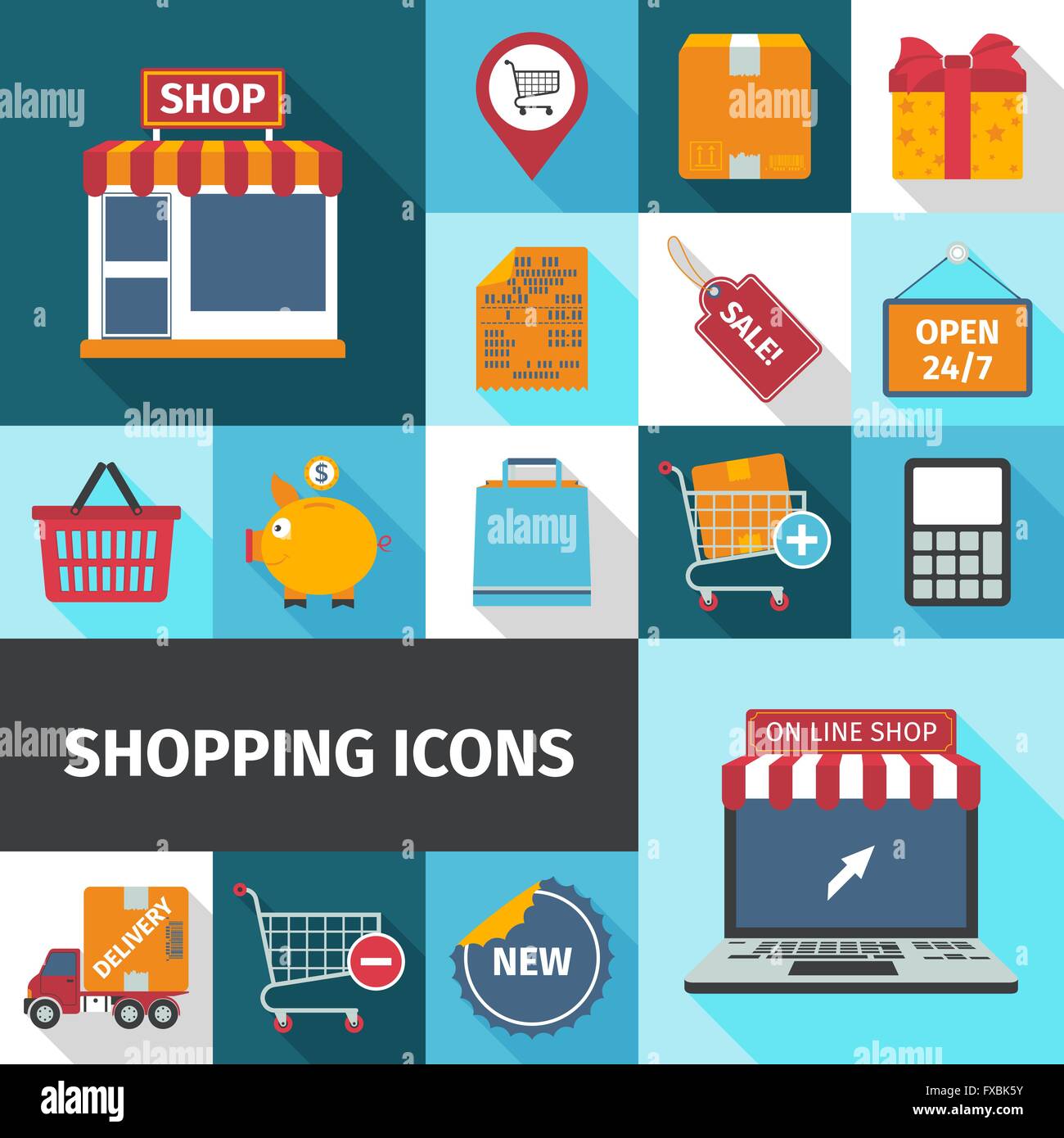 Shopping square icons set Stock Vector Image & Art - Alamy