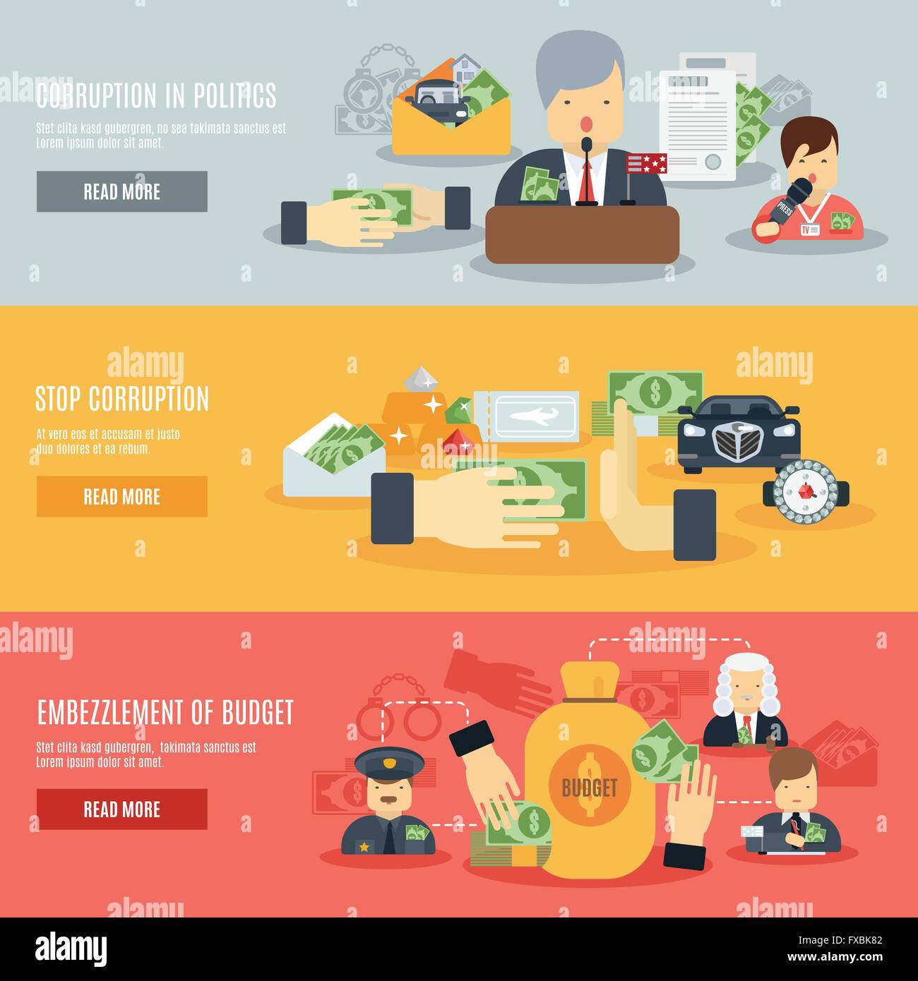 Corruption Banner Set Stock Vector Image & Art - Alamy