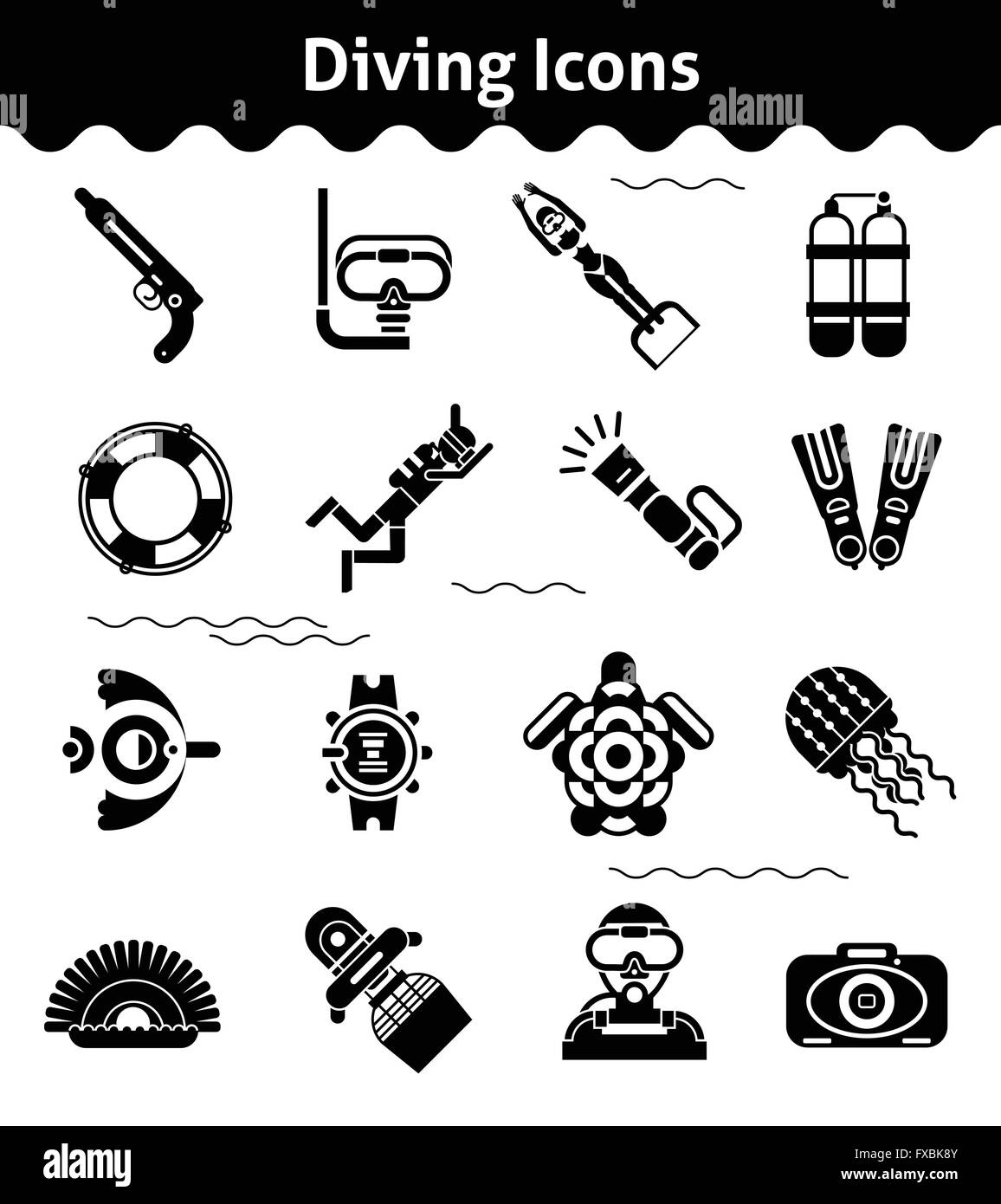 Diving Icons Black Stock Vector Image & Art - Alamy