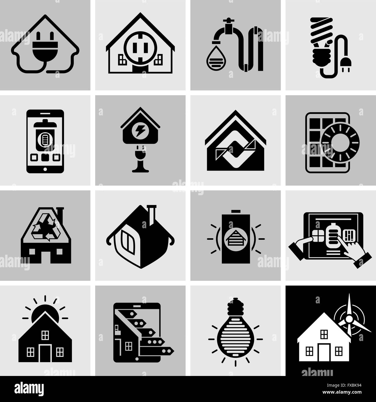 Energy efficiency icons black Stock Vector Images - Alamy