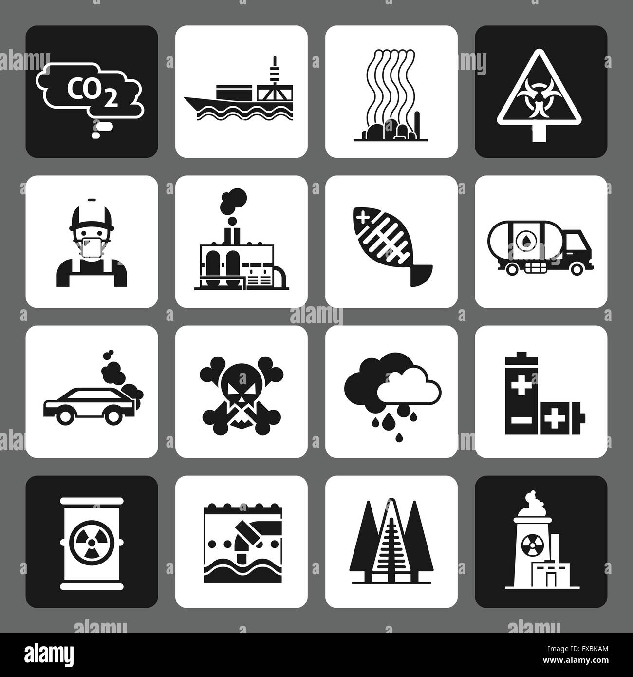 Pollution Icons Black Set Stock Vector Image & Art - Alamy