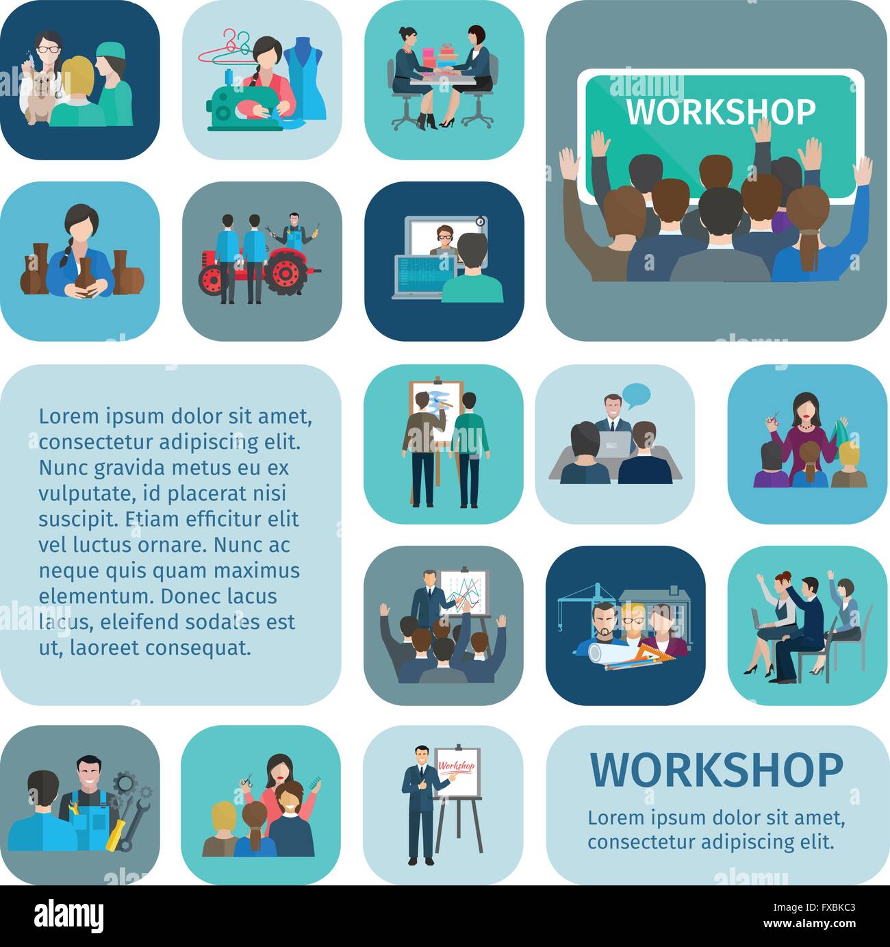 Workshop Flat Icons Set Stock Vector Image & Art - Alamy