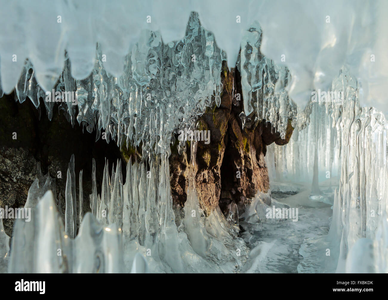 Ice stalactites and stalagmites in the rock Stock Photo - Alamy