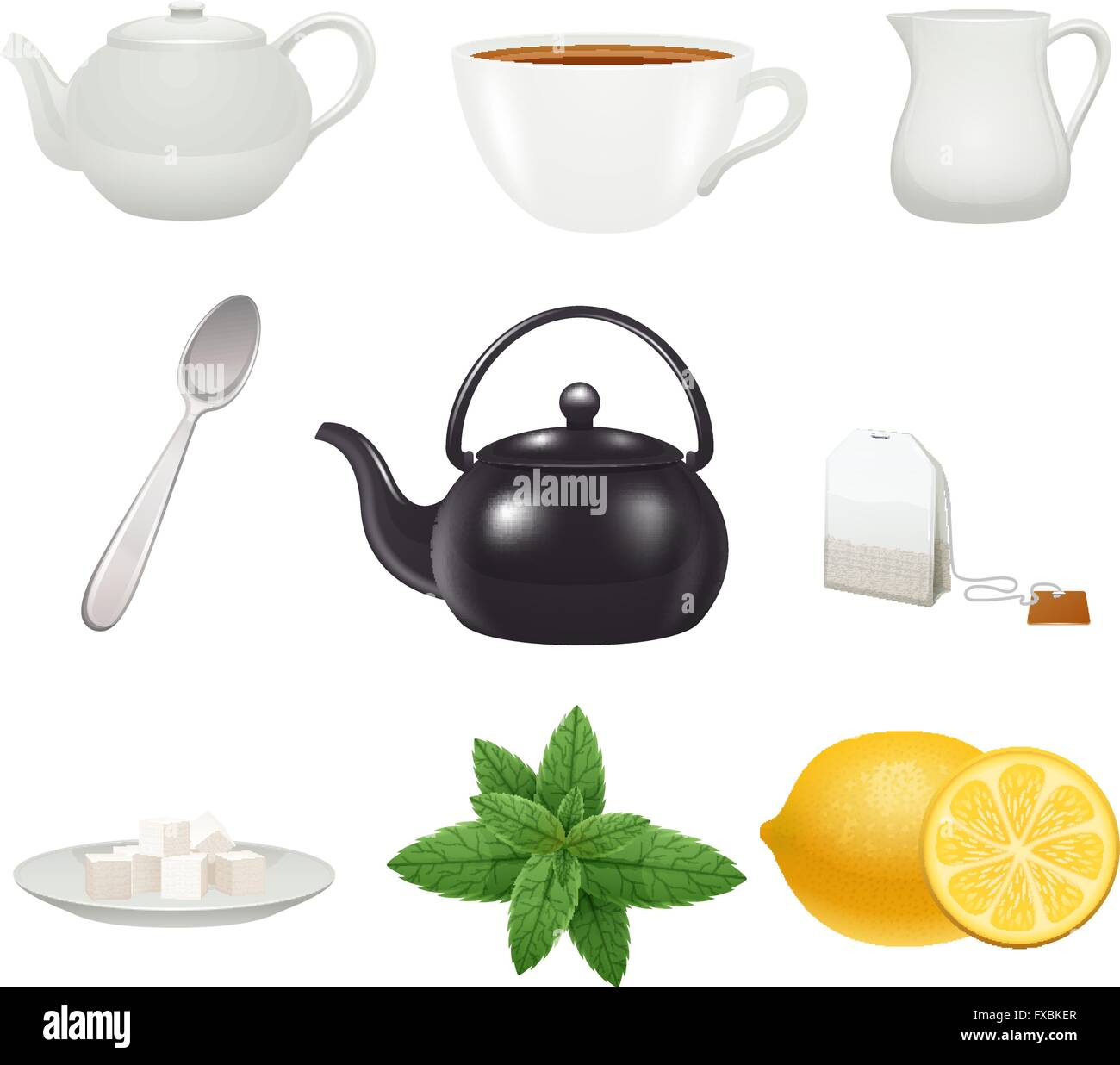 Tea set icons collection Stock Vector Image & Art - Alamy