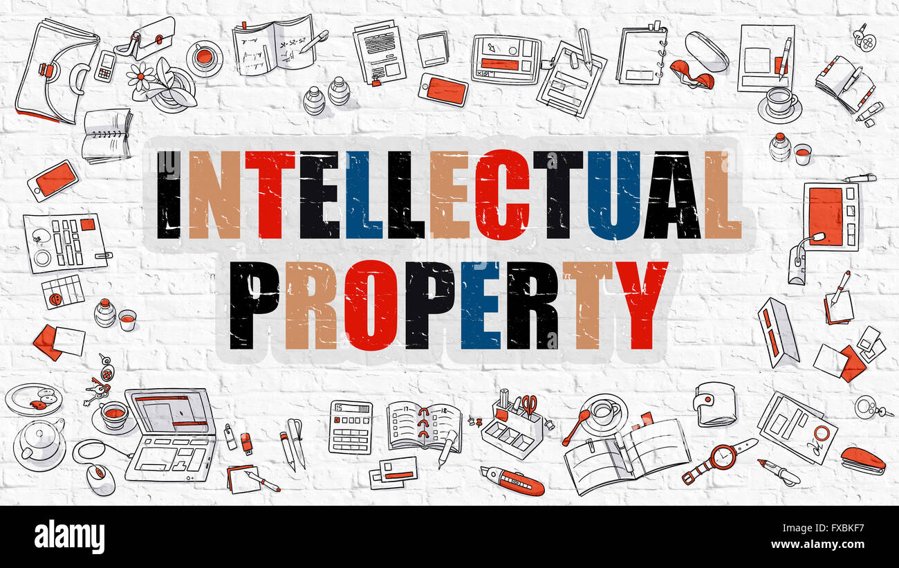 Intellectual Property Concept with Doodle Design Icons Stock Photo - Alamy