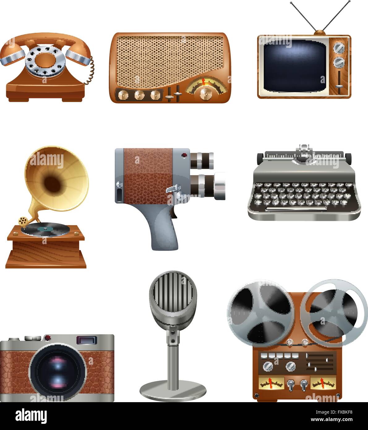 Retro vintage devices pictograms set Stock Vector Image & Art - Alamy