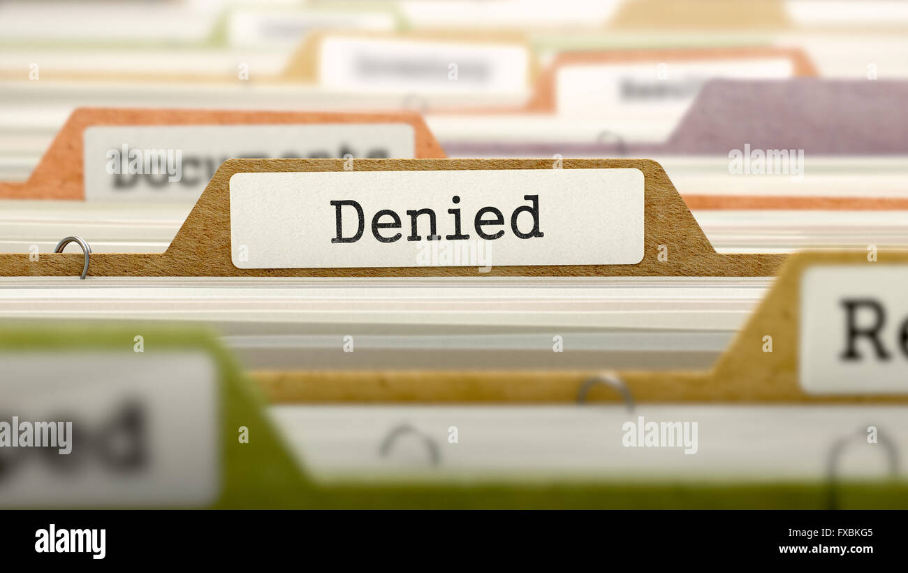 Denied on Business Folder in Catalog Stock Photo - Alamy