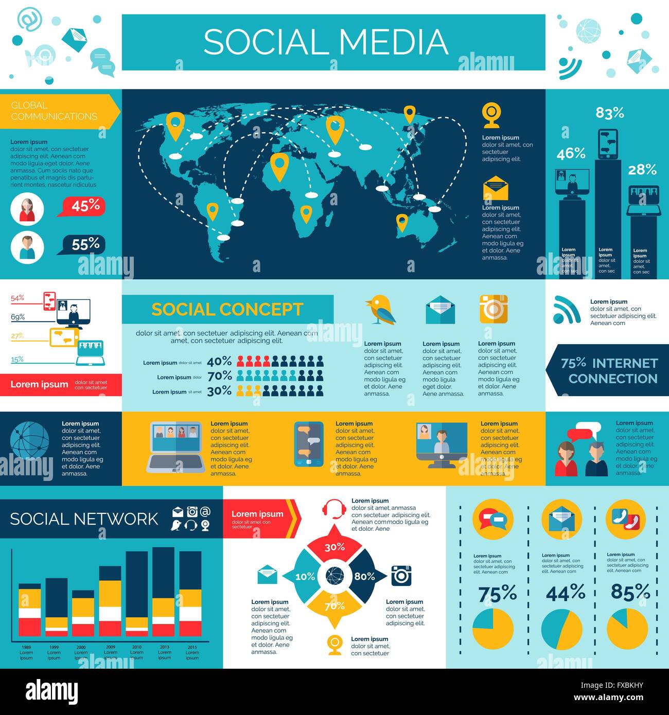Social media and networks infographic set Stock Vector Image & Art - Alamy