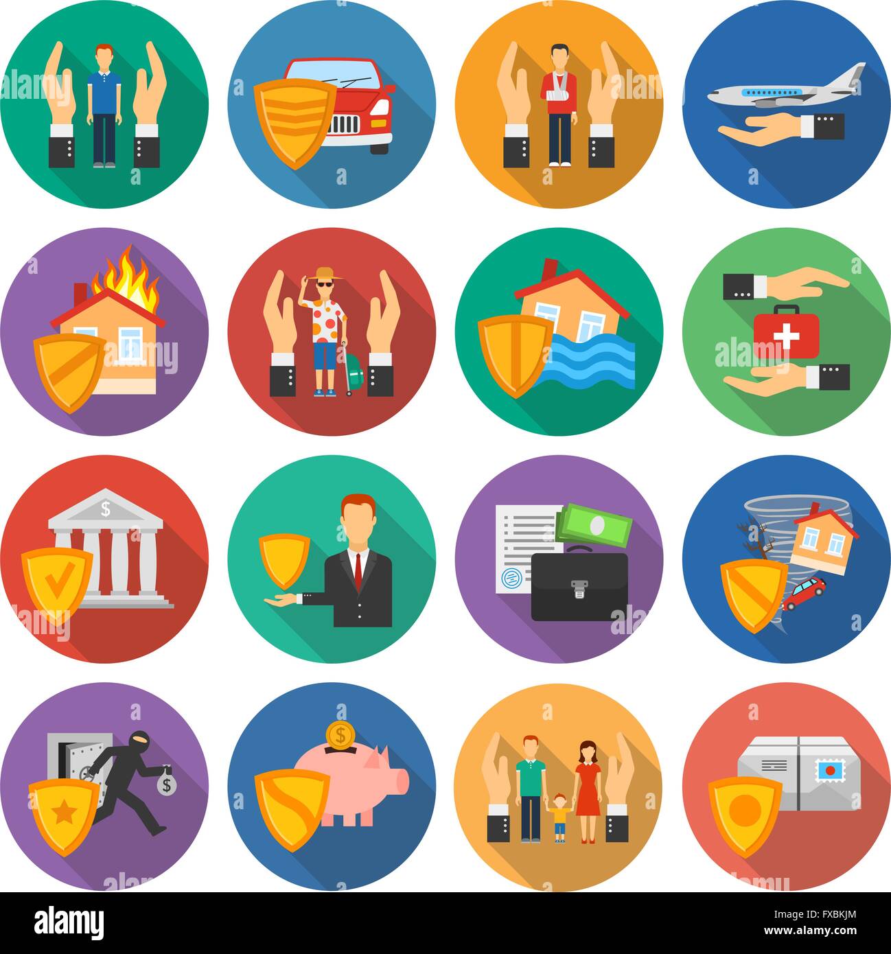 Insurance icons set Stock Vector Image & Art - Alamy