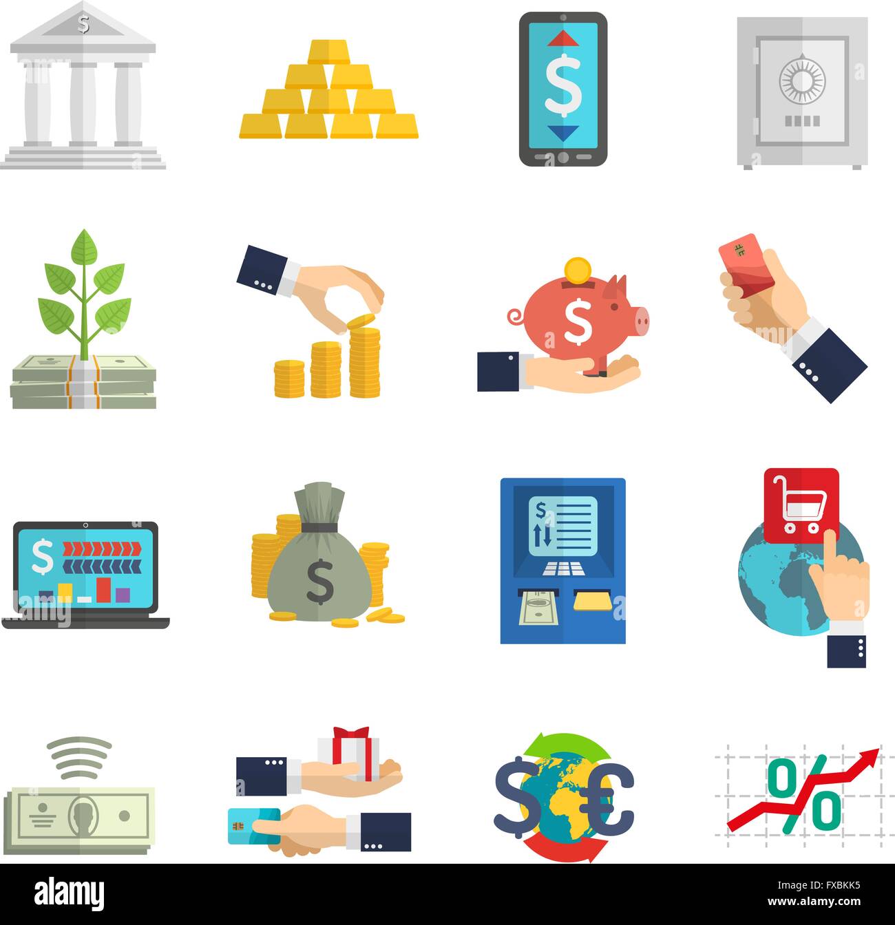 Banking system icons set Stock Vector Image & Art - Alamy