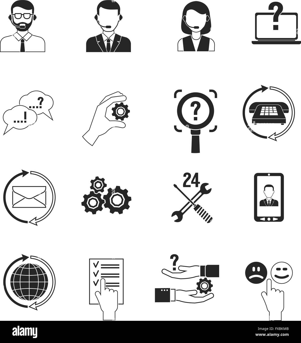 Support Icons Black Set Stock Vector Image & Art - Alamy