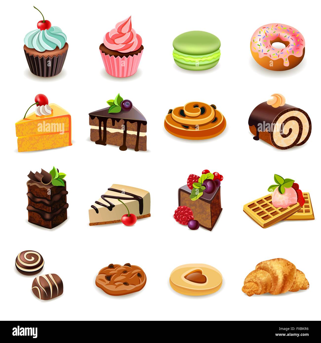 Cakes Icons Set Stock Vector Image & Art - Alamy