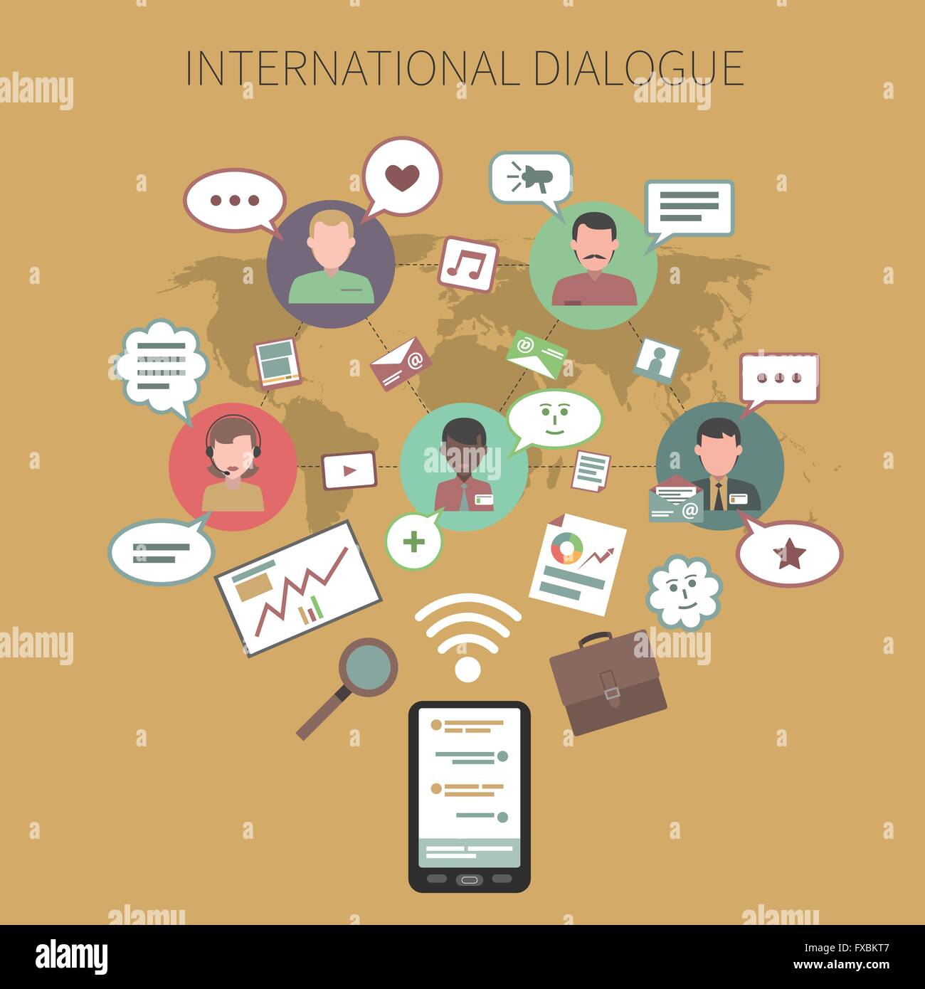 Illustration icons on dialogue Stock Vector Images - Alamy