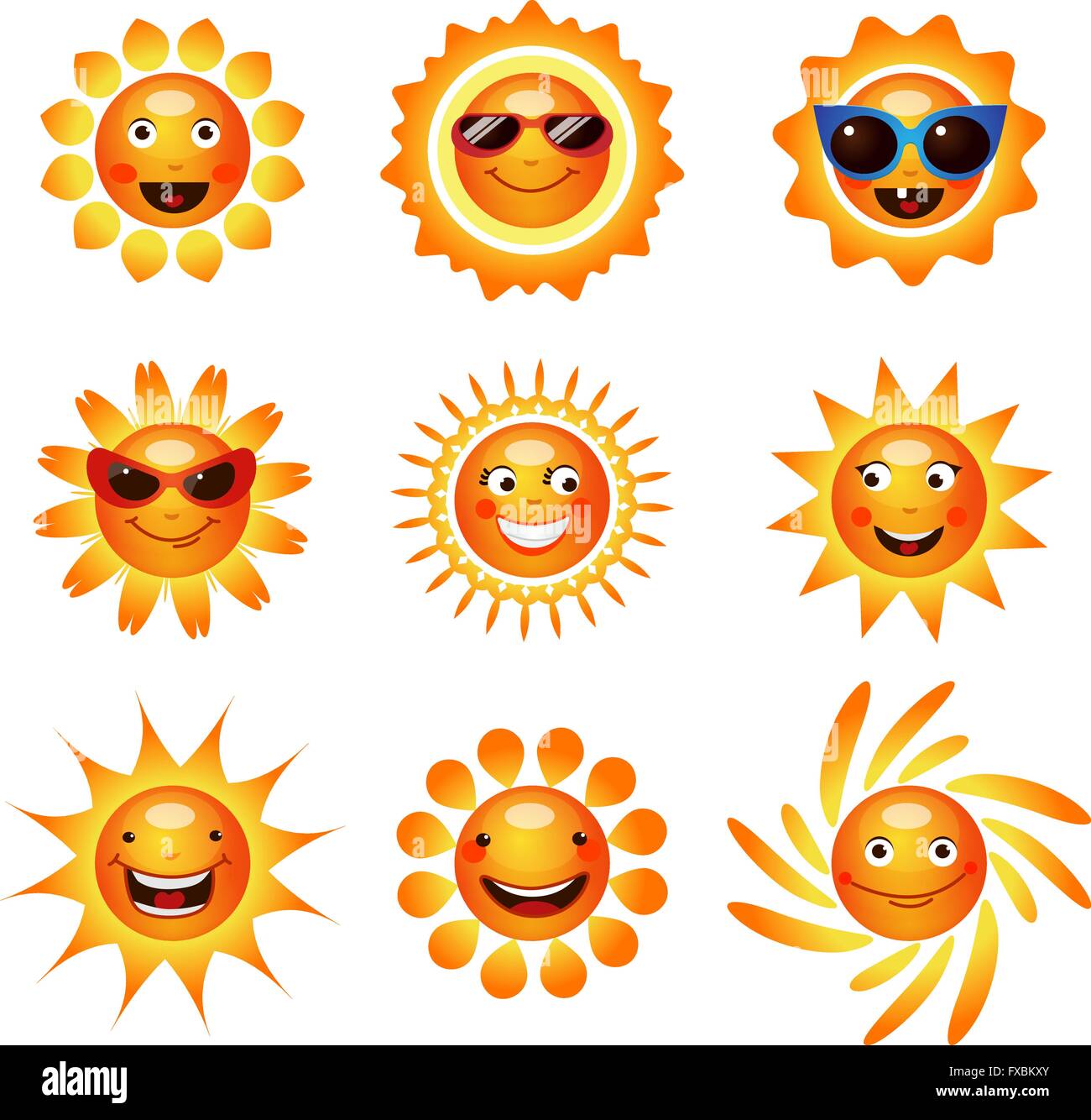 Sun smile smiley icons collection Stock Vector Image & Art - Alamy