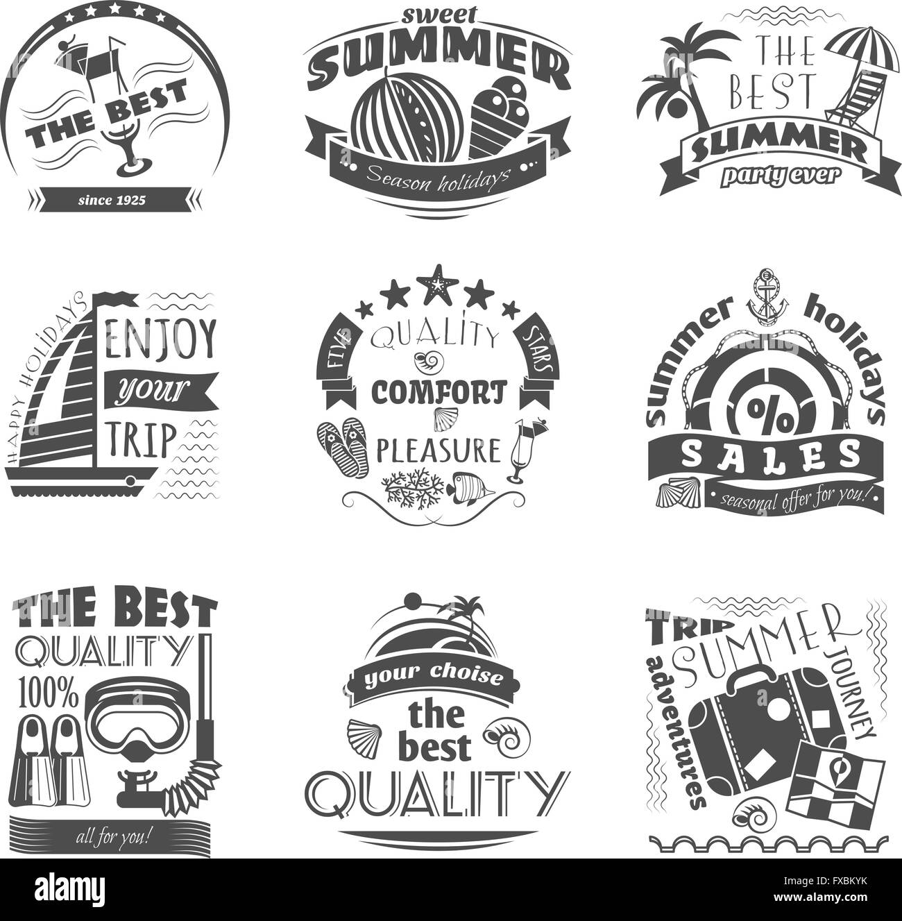 Summer holidays poster Black and White Stock Photos & Images - Alamy