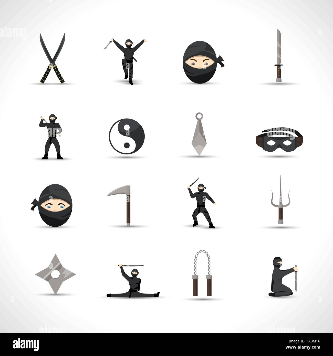 Ninja Icons Set Stock Vector Image & Art - Alamy