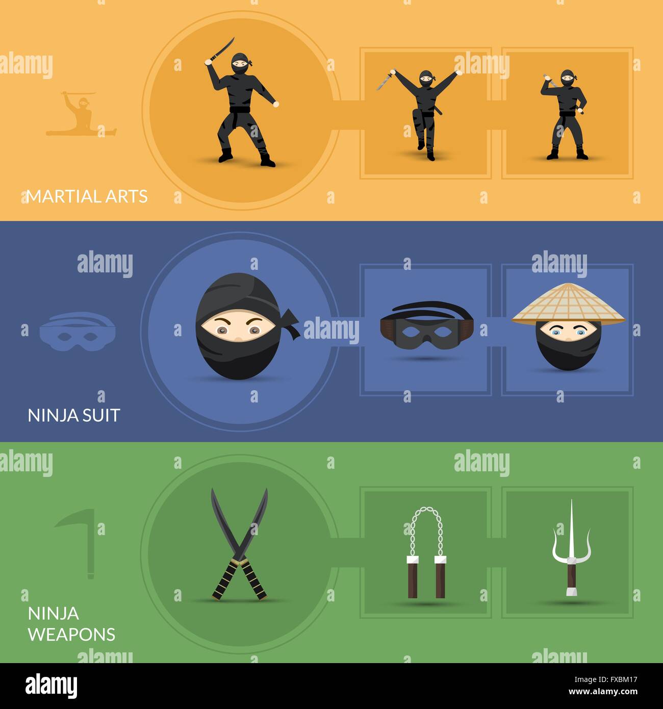 Ninja Banners Set Stock Vector Image & Art - Alamy