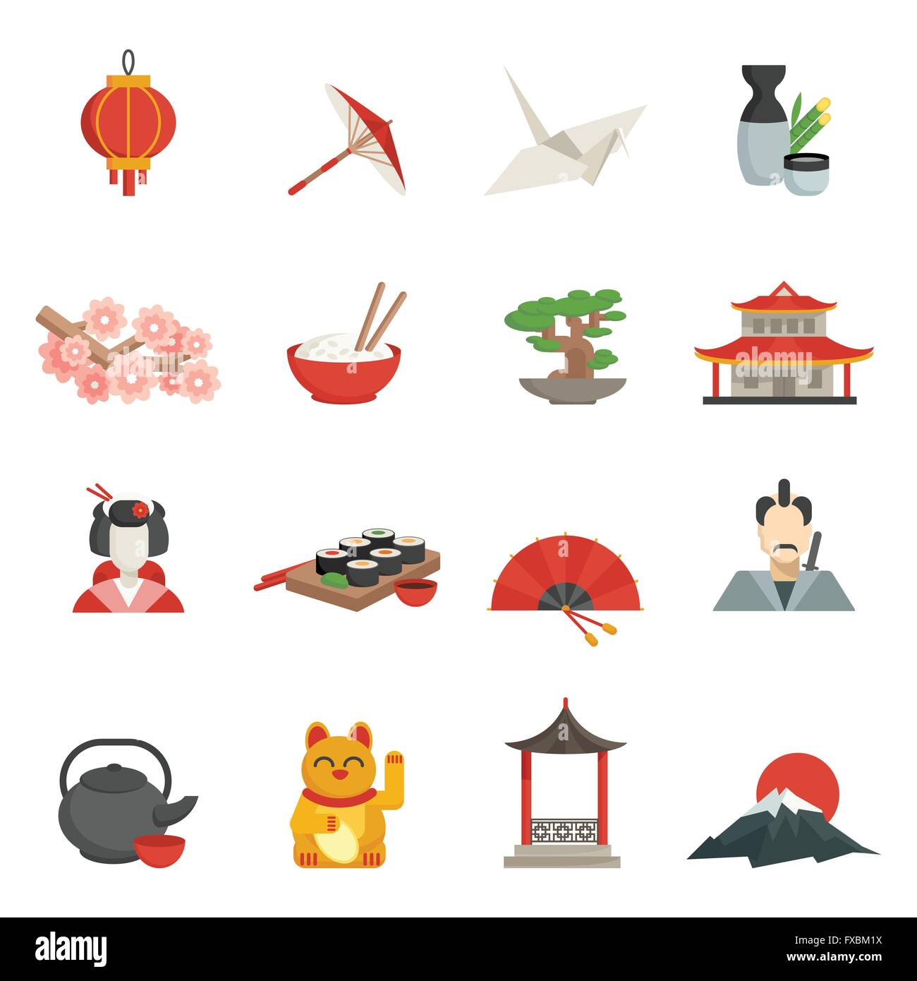 Set of flat tree icons bonsai hi-res stock photography and images - Alamy