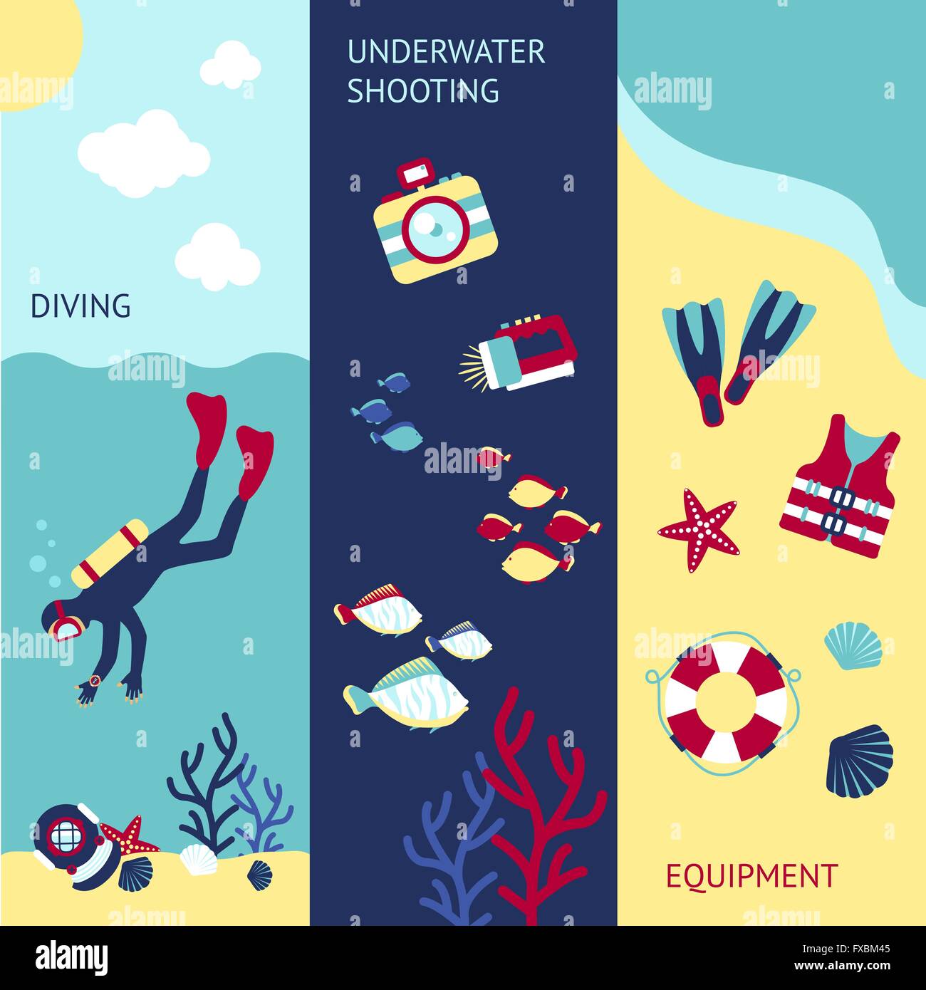 Diving scuba underwater vertical Stock Vector Images - Alamy