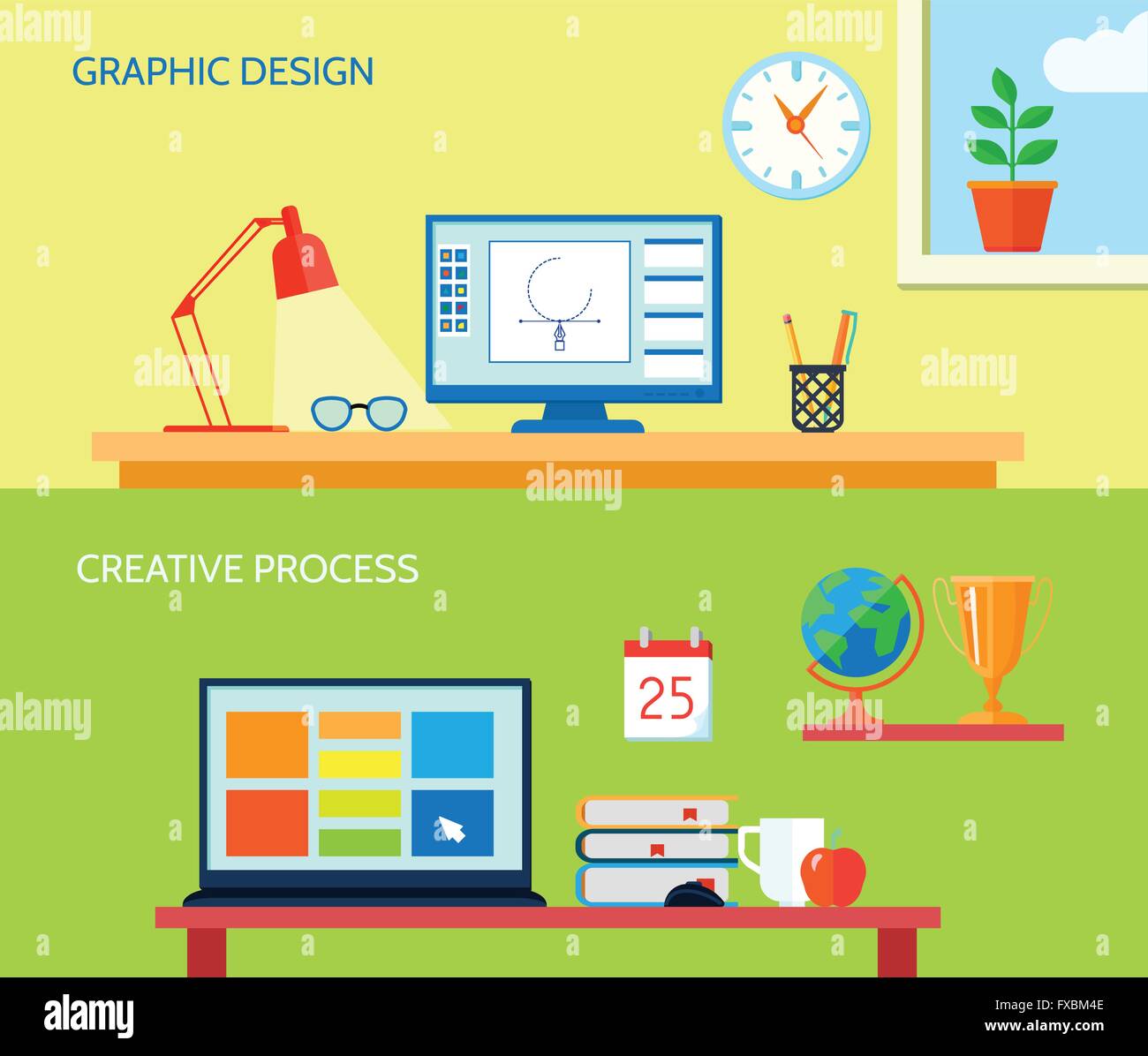 Workspace Banner Set Stock Vector Image & Art - Alamy