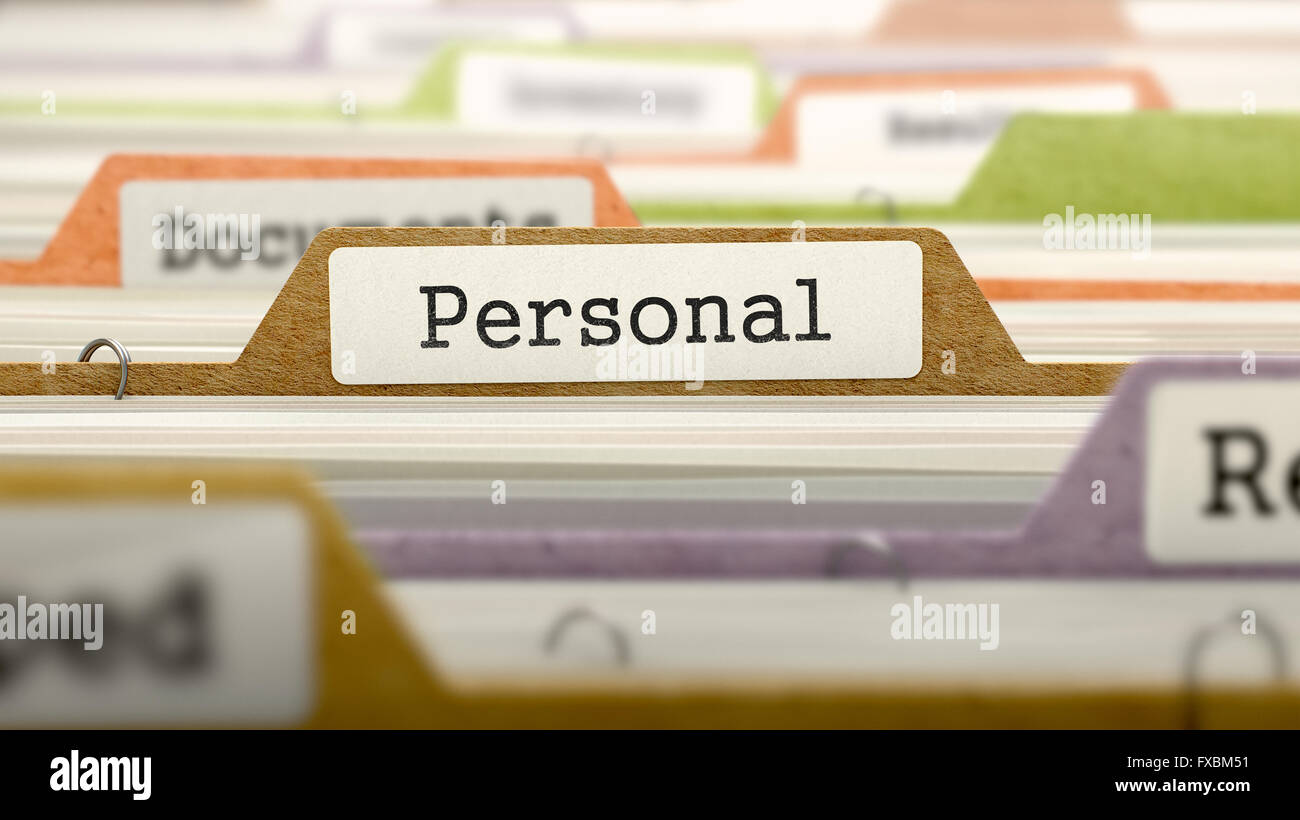 Personal on Business Folder in Catalog Stock Photo - Alamy
